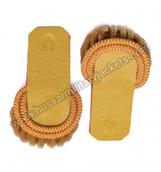 GOLD MOON SHOULDER EPAULETTES, GOLD SPIRAL FRINGE MARCHING BAND EPAULETE