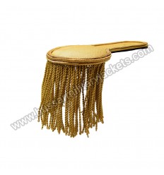 GOLD MOON SHOULDER EPAULETTES, GOLD SPIRAL FRINGE MARCHING BAND EPAULETE