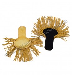 GOLD MOON SHOULDER EPAULETTES, GOLD SPIRAL FRINGE MARCHING BAND EPAULETE