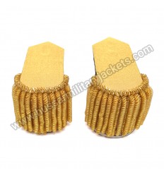 GOLD MOON SHOULDER EPAULETTES, GOLD SPIRAL FRINGE MARCHING BAND EPAULETE