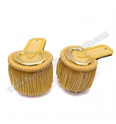 GOLD MOON SHOULDER EPAULETTES, GOLD SPIRAL FRINGE MARCHING BAND EPAULETE