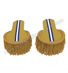 GOLD MOON SHOULDER EPAULETTES, GOLD SPIRAL FRINGE MARCHING BAND EPAULETE
