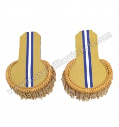 GOLD MOON SHOULDER EPAULETTES, GOLD SPIRAL FRINGE MARCHING BAND EPAULETE