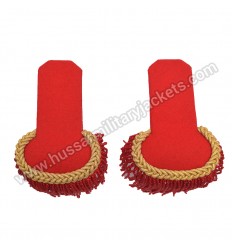 GOLD MOON SHOULDER EPAULETTES, GOLD SPIRAL FRINGE MARCHING BAND EPAULETE