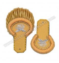 GOLD MOON SHOULDER EPAULETTES, GOLD SPIRAL FRINGE MARCHING BAND EPAULETE
